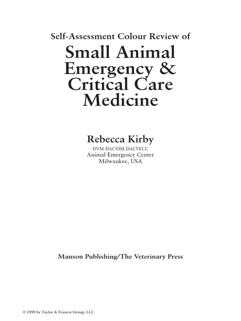 Small Animal Emergency and Critical Care Medicine | PDF | Bleeding | Lung