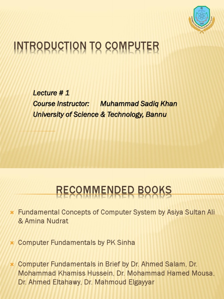 Introduction To Computer 1 | PDF | Information | Data