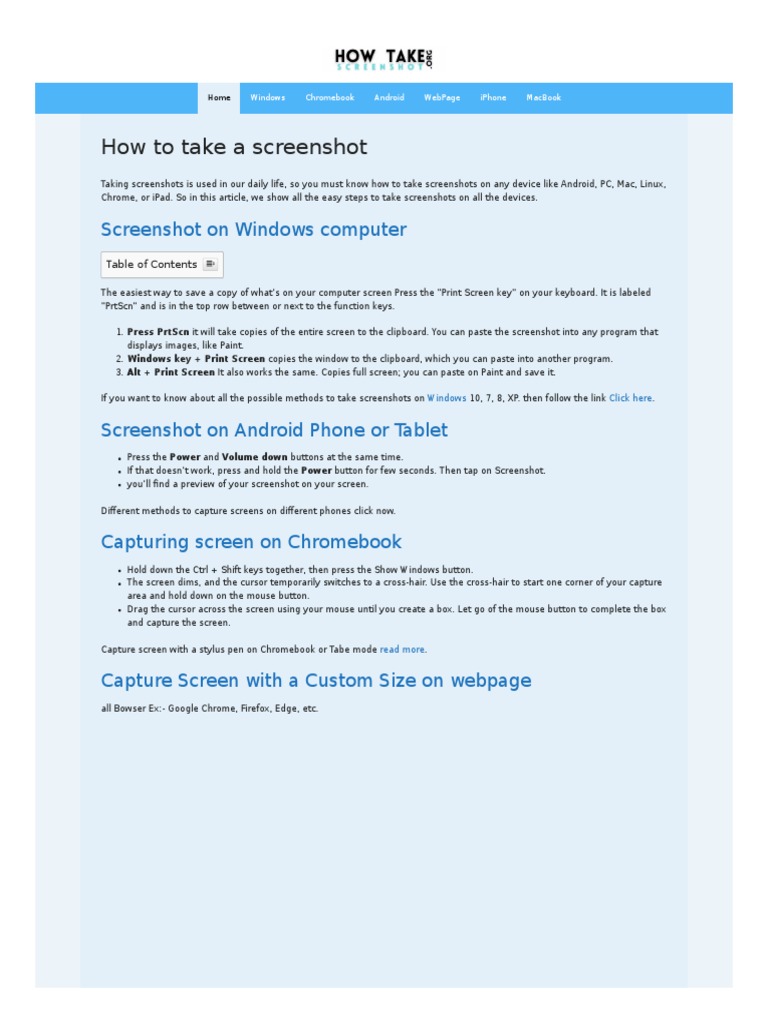 How Take Screenshot | Download Free PDF | Screenshot | Computing