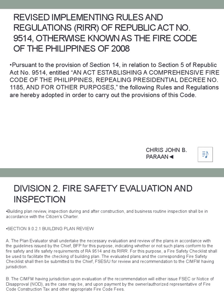 Revised Implementing Rules and Regulations (Rirr) | PDF | Fire Safety ...