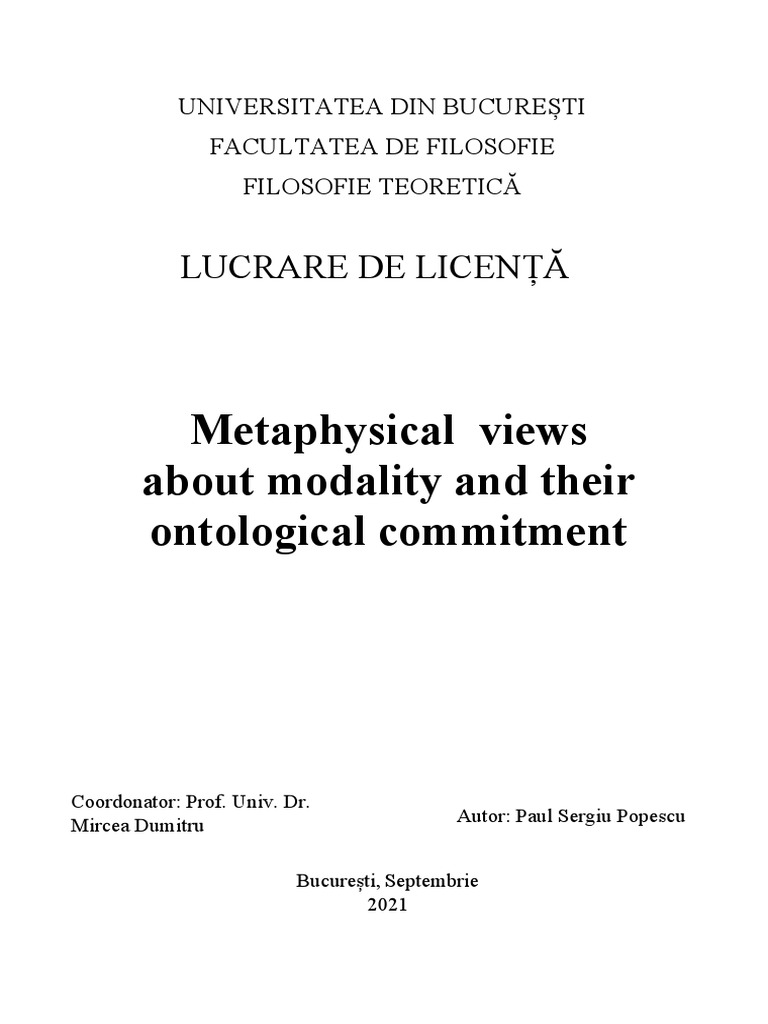 Metaphysical Views About Modality | PDF | Modal Logic | Logic