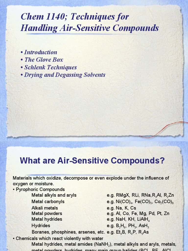 Chem 1140 Techniques For Handling Air-Sensitive Compounds | PDF ...