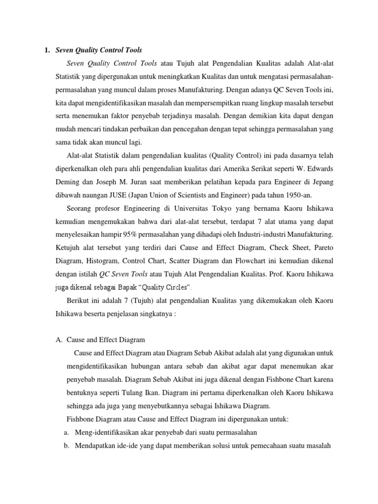 Seven Quality Control Tools Atau Tujuh Alat Pengendalian Kualitas ...