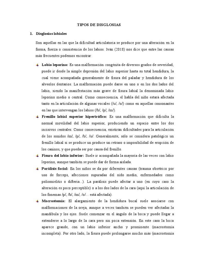 Tipos de Disglosias | PDF | Boca | Cara