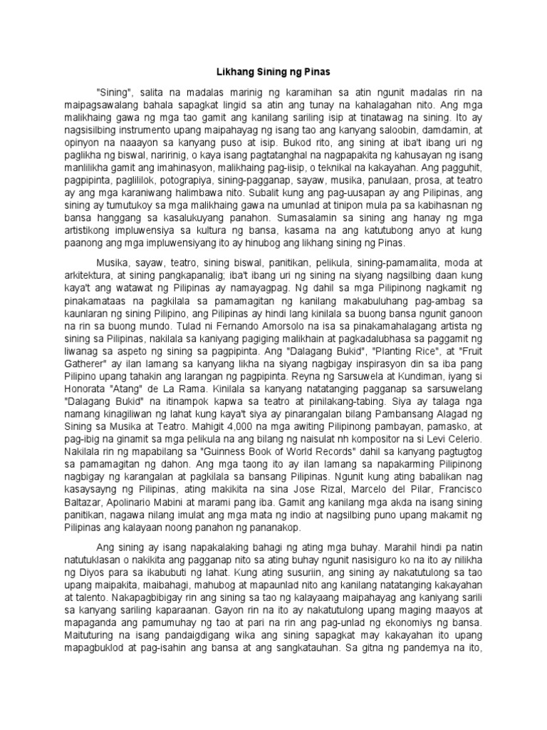 Likhang Sining NG Pinas | PDF