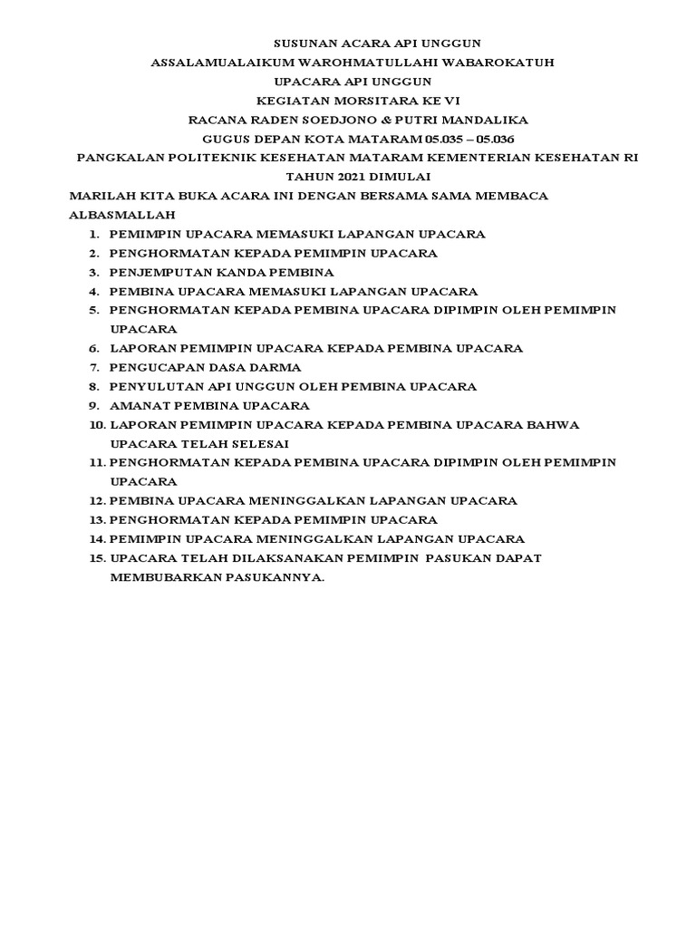 MC Upacara Api Unggun | PDF