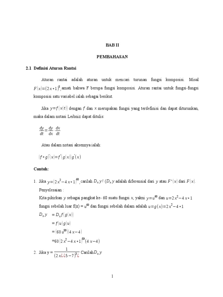 Aturan Rantai dalam Kalkulus Diferensial | PDF