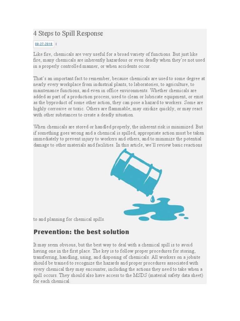 4 Steps for Effective Spill Response | PDF | Personal Protective ...