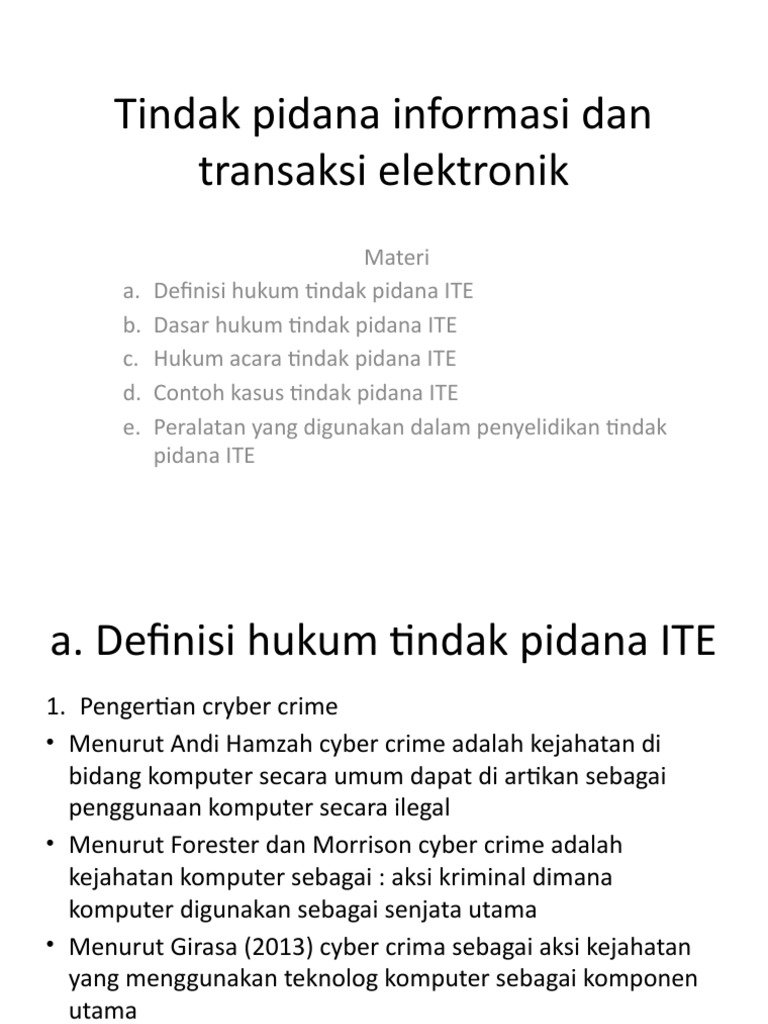 Tindak Pidana Informasi Dan Transaksi Elektronik | PDF