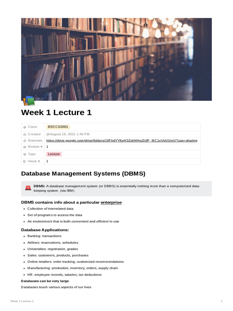 Week 1 Merged | PDF | Databases | Relational Database
