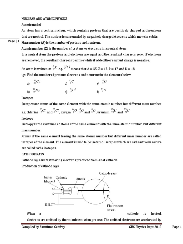 Modern Physics Notes | PDF | Radioactive Decay | Atoms