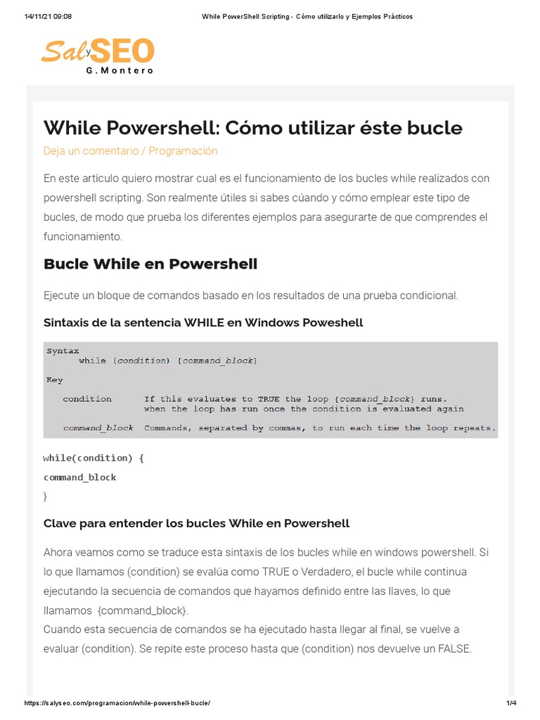While PowerShell Scripting - Cómo Utilizarlo y Ejemplos Prácticos | PDF | Ciencias de la ...