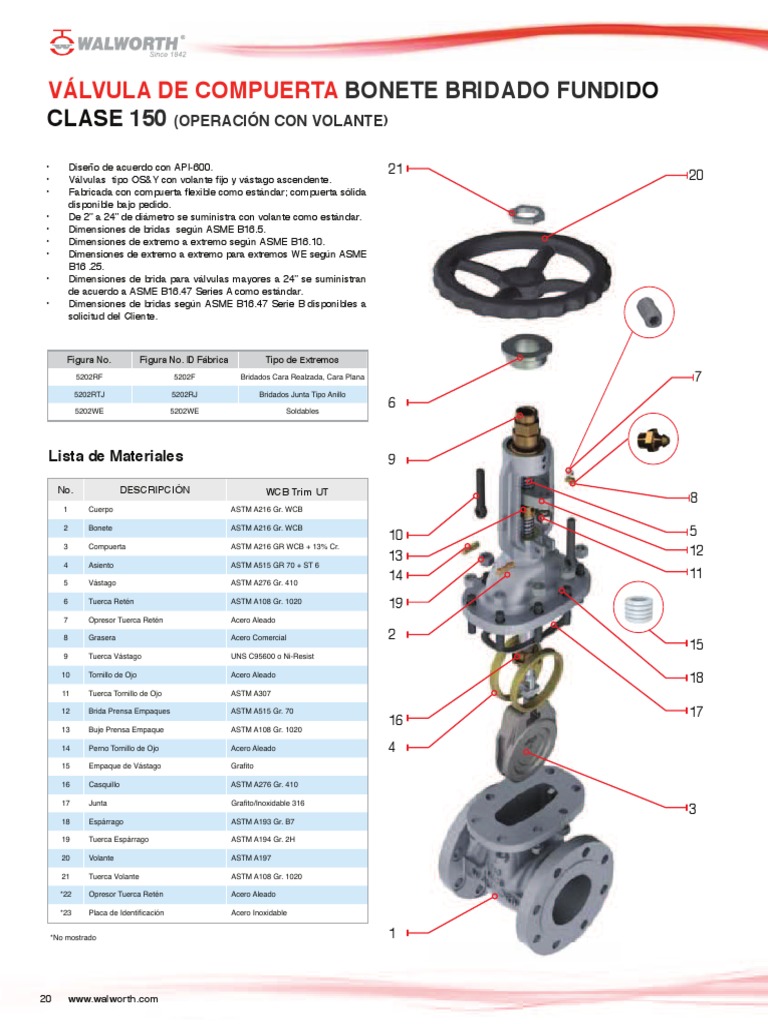 Valvula Compuerta Walworth | PDF | Ingeniería mecánica | Plomería