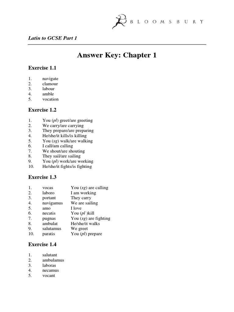 Answer Key Chapter 1 | PDF