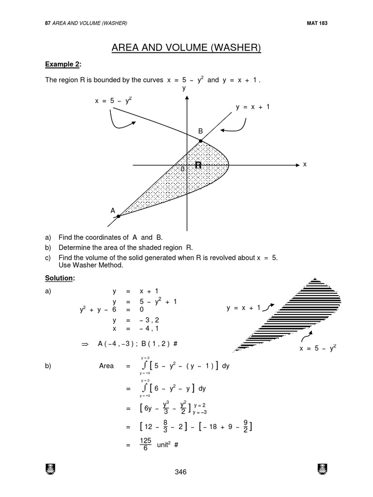 Area and Volume (Washer) : Example 2 | PDF | Analytic Geometry | Geometry