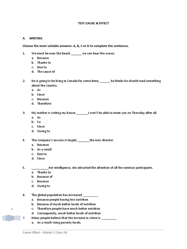2.3 CAUSE EFFECT Test | PDF | Sea Level Rise