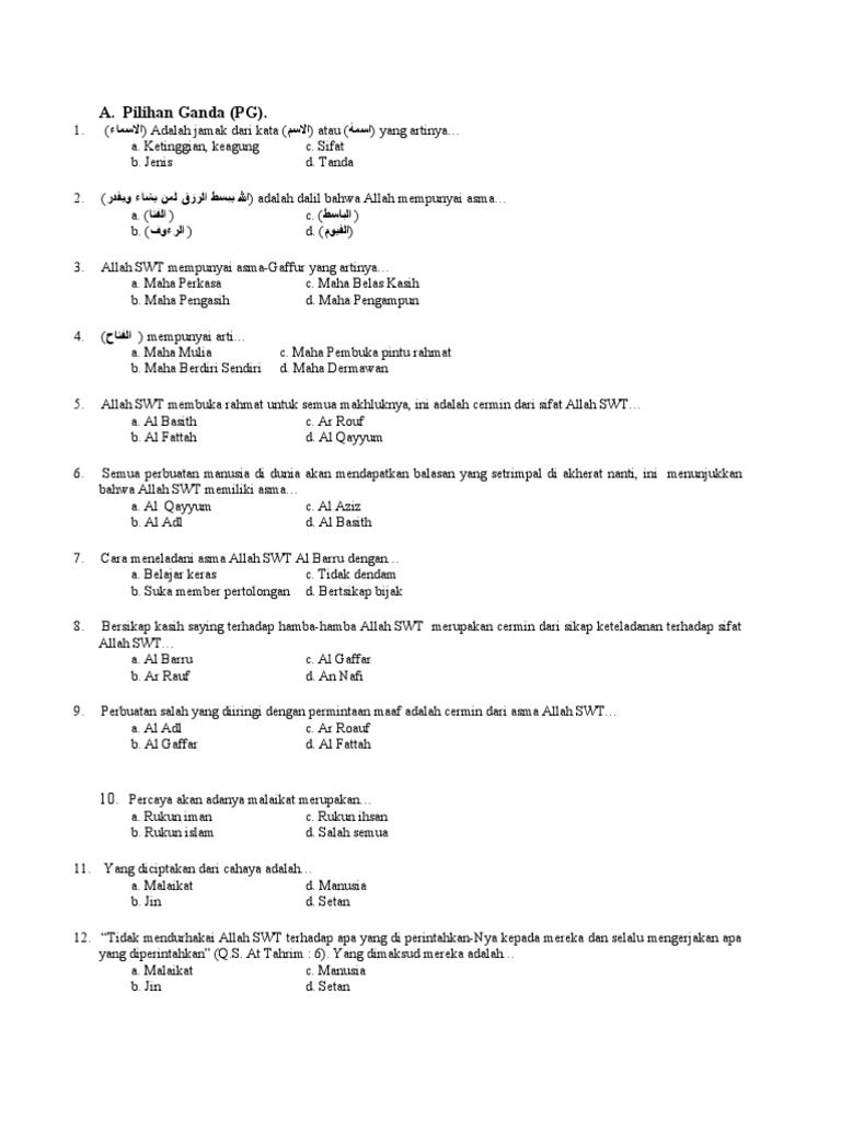 A. Pilihan Ganda (PG) | PDF