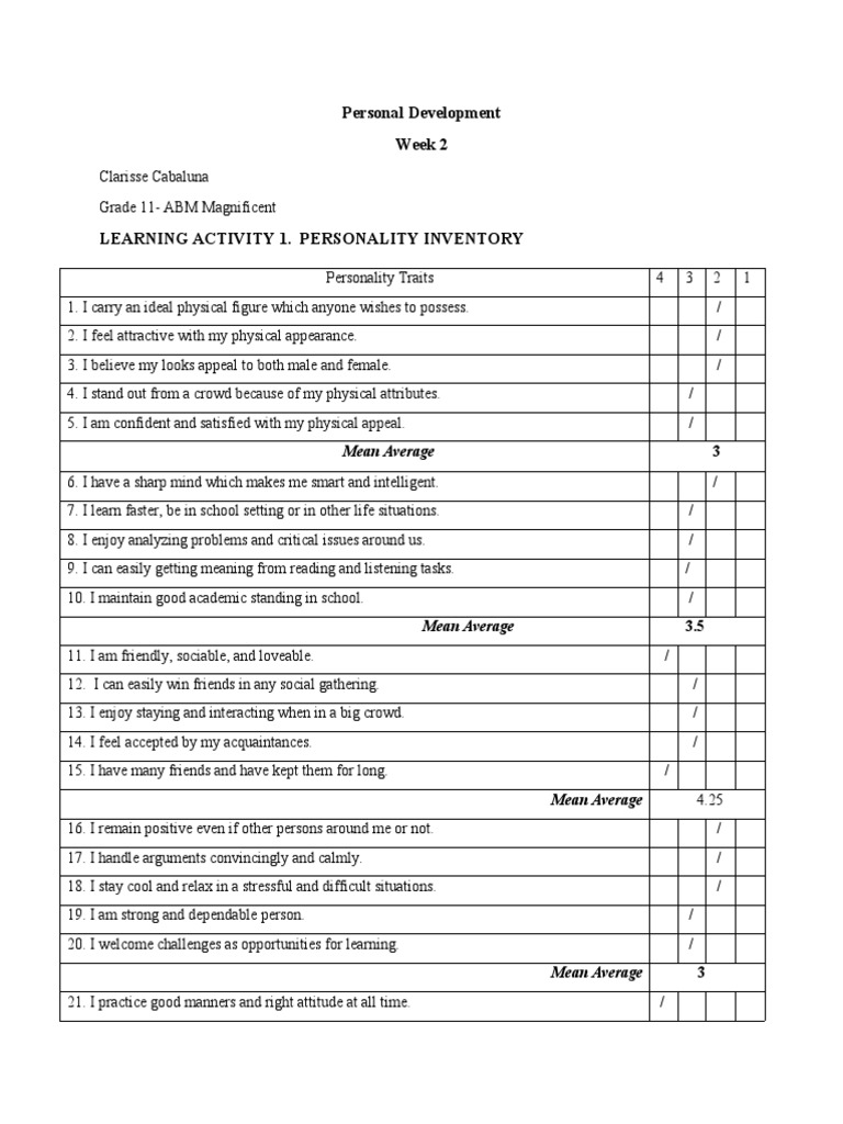 Understanding Myself: Insights from a Personality Inventory and Self ...