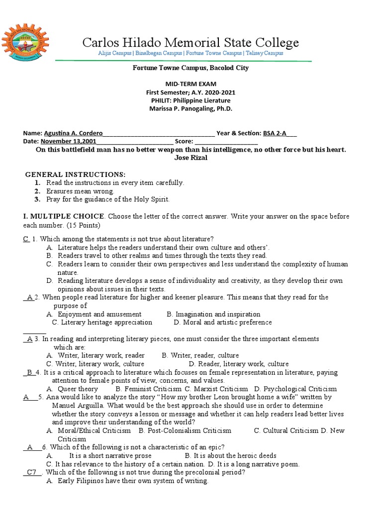 Carlos Hilado Memorial State College: Alijis Campus - Binalbagan Campus - Fortune Towne Campus ...