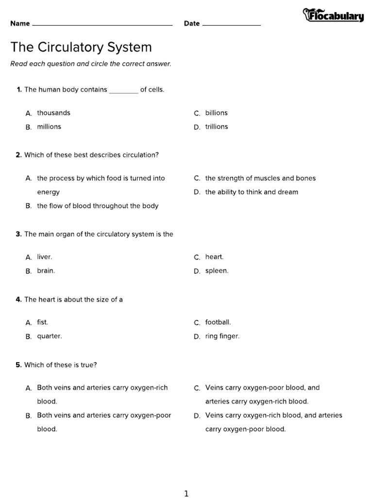 Circulatory System v1 Quiz | PDF