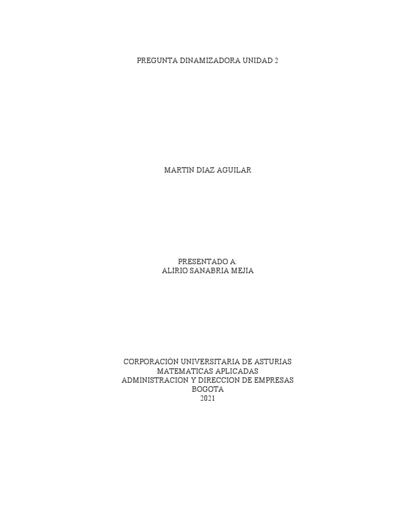 Solucion Pregunta Dinamizadora Unidad 2 | PDF | Ecuaciones | Álgebra Solucion Pregunta Dinamizadora Unidad 2 | PDF | Ecuaciones | Álgebra