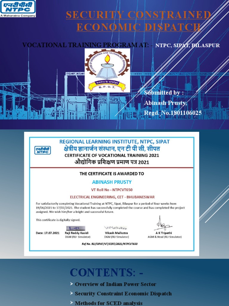 Security Constraint Economic Dispatch (SCED) | PDF | Mathematical Optimization | Renewable Energy