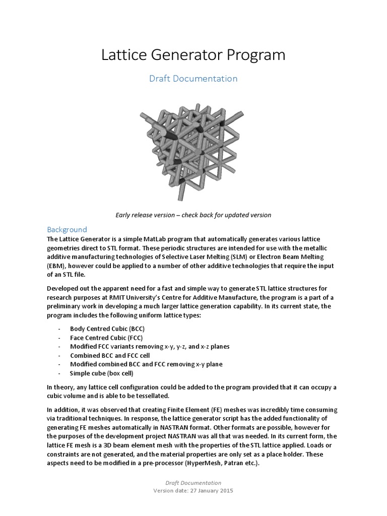 Lattice Generator Program Draft Documentation Pdf Crystal Structure Computer File