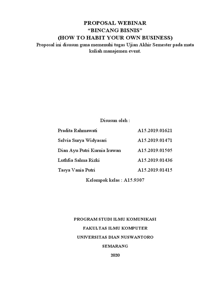 Proposal Webinar | PDF | Karier & Perkembangan | Bisnis