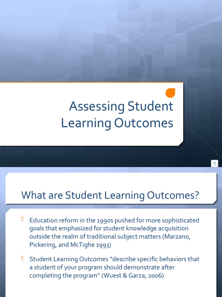 Assessing Student Learning Outcomes | PDF | Educational Assessment ...
