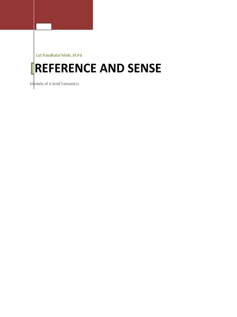 Reference and Sense, Sensia | PDF | English Language | Cognition
