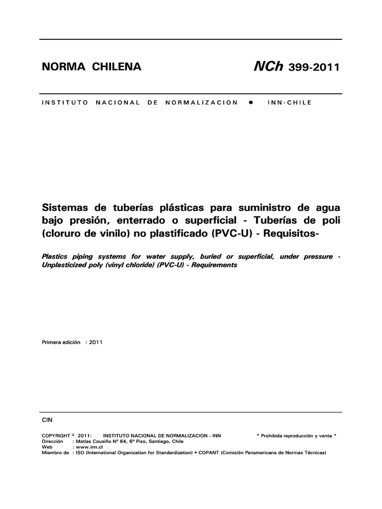NCH NCH: Norma Norma Chilena Chilena | PDF | El plastico | Cloruro de polivinilo