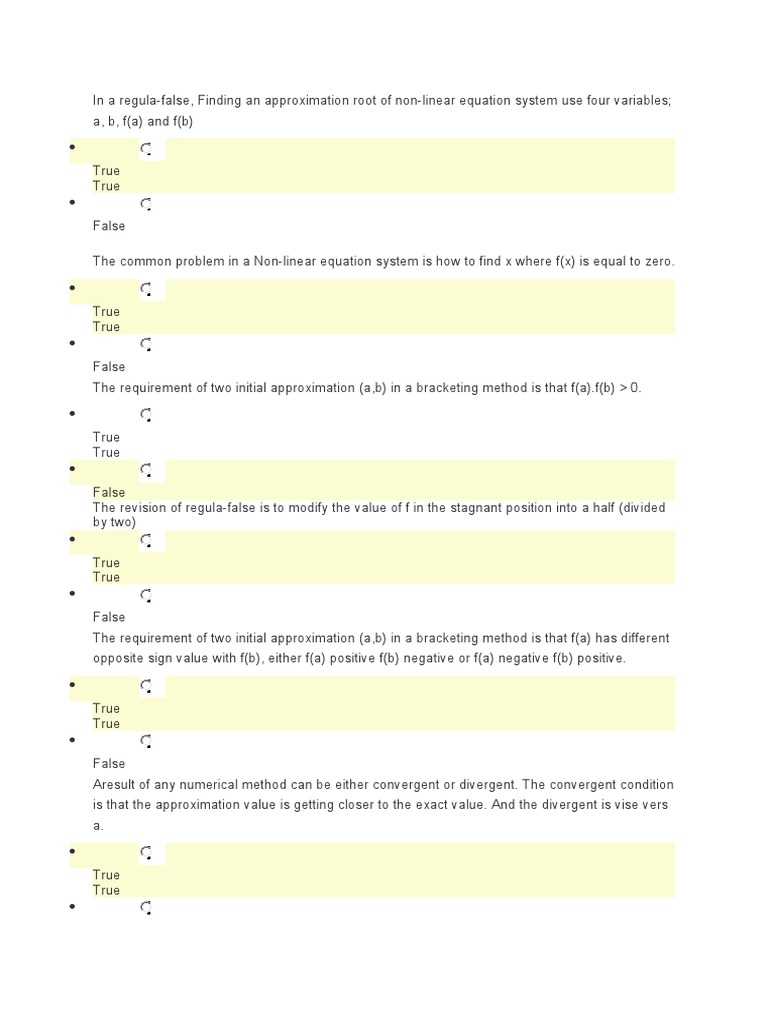 Bracketing Method Quiz Pdf Approximation Equations