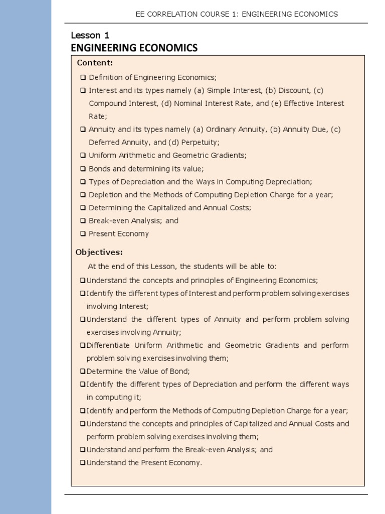 Engineering Economics Module | PDF | Interest | Net Present Value