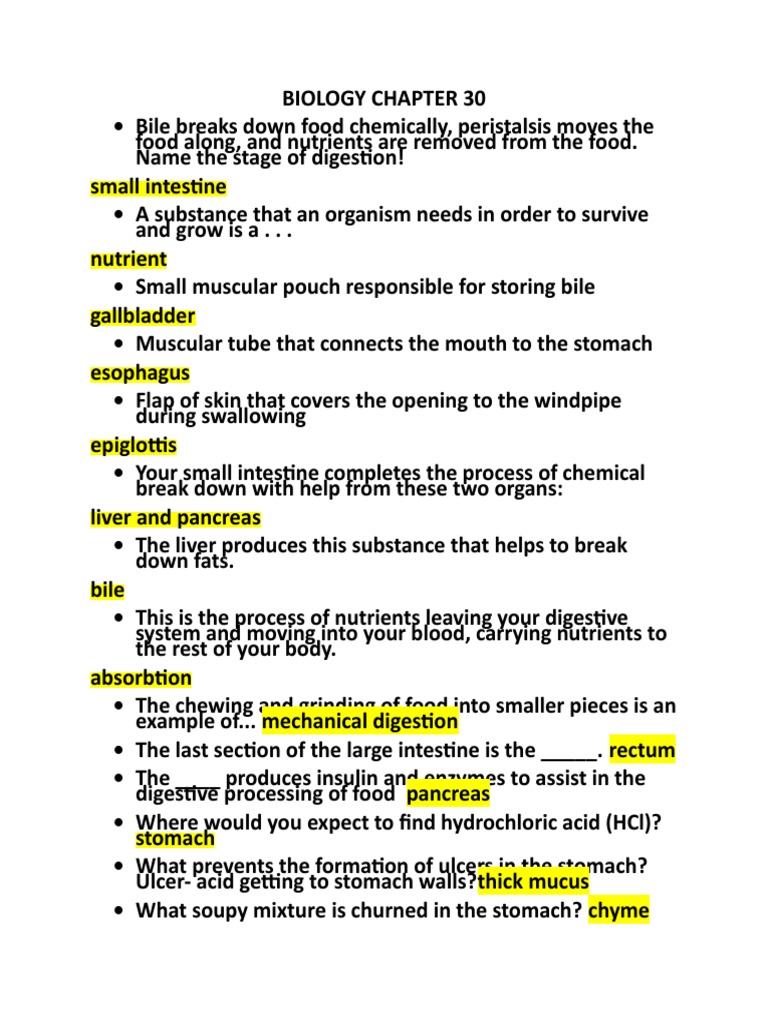 Biology 30 | PDF | Digestion | Human Digestive System