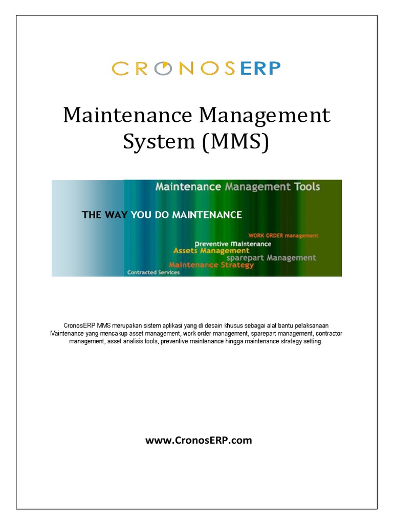 Maintenance Management System (MMS) : THE WAY | PDF