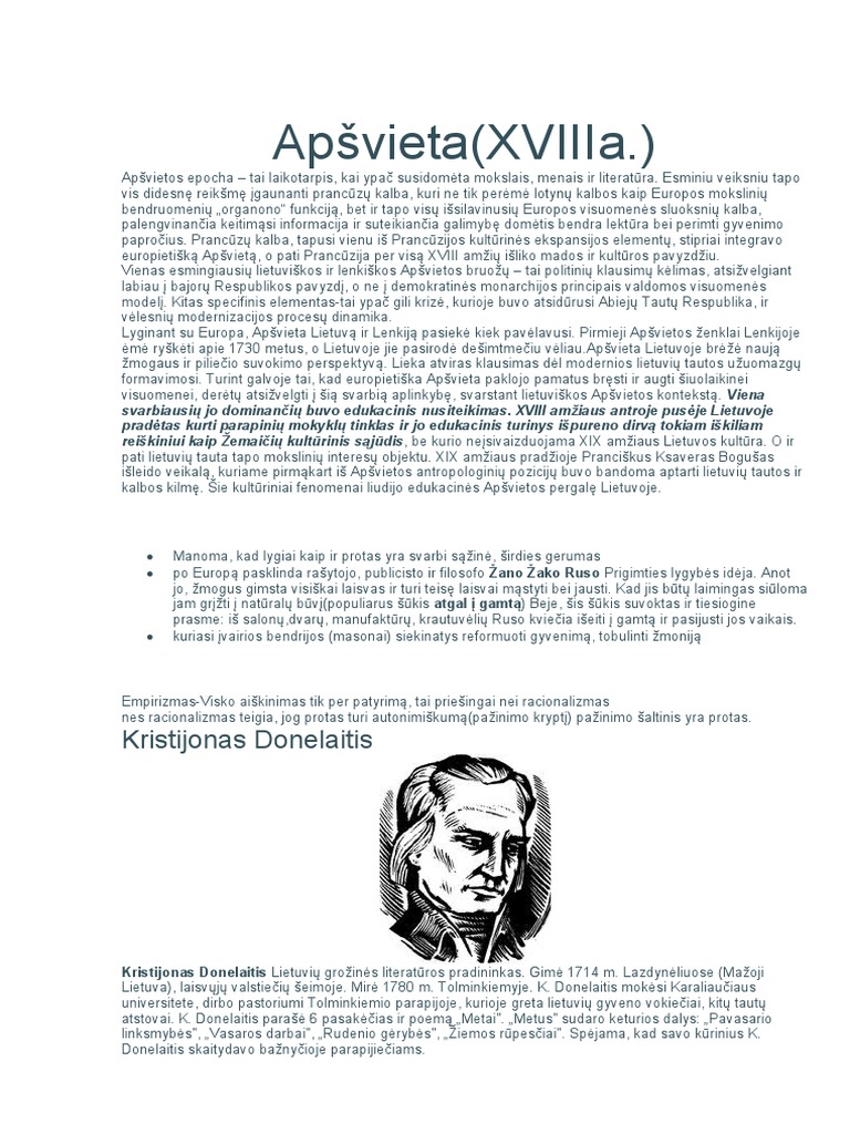 Apsvieta - KRISTIJONAS DONELAITIS | PDF