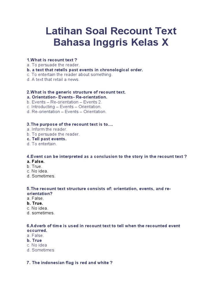 Soal Pg Recount Text