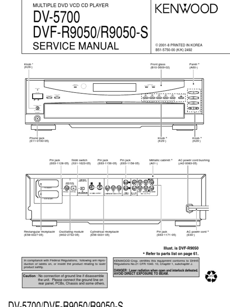 DV-5700 DVF-R9050/R9050-S: Service Manual | PDF | Codec | Laser