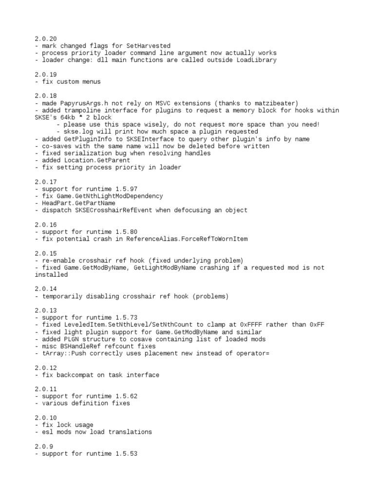 Skse64 Whatsnew | PDF | Command Line Interface | Text File