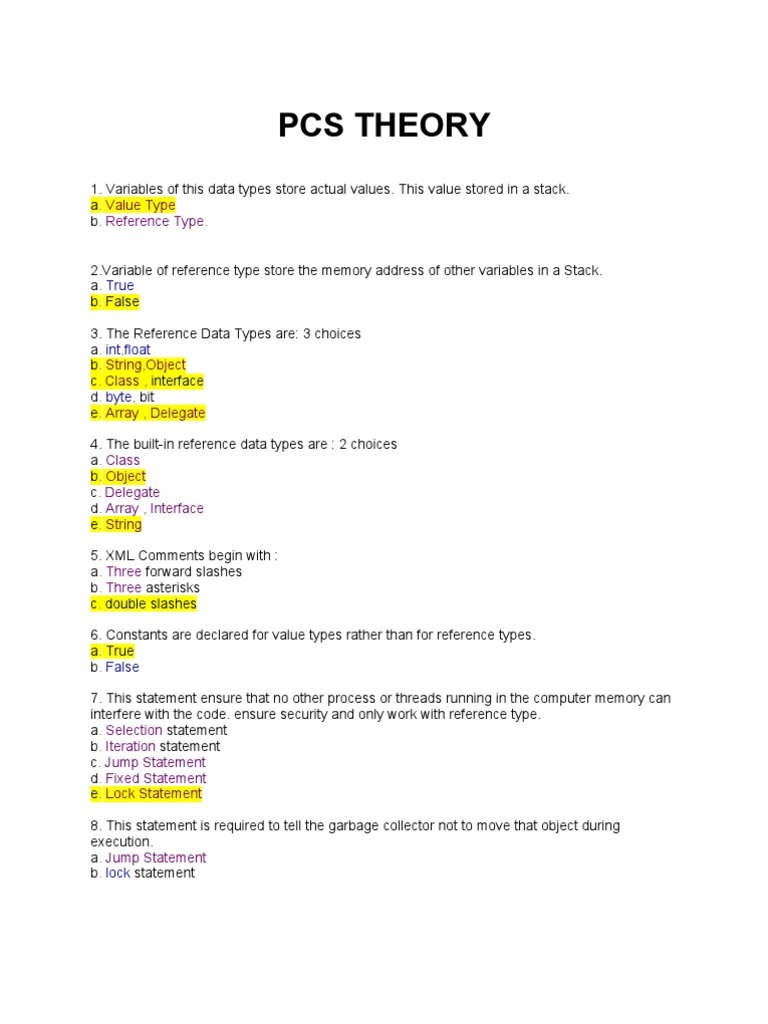 PCS Theory | PDF | C (Programming Language) | Inheritance (Object ...