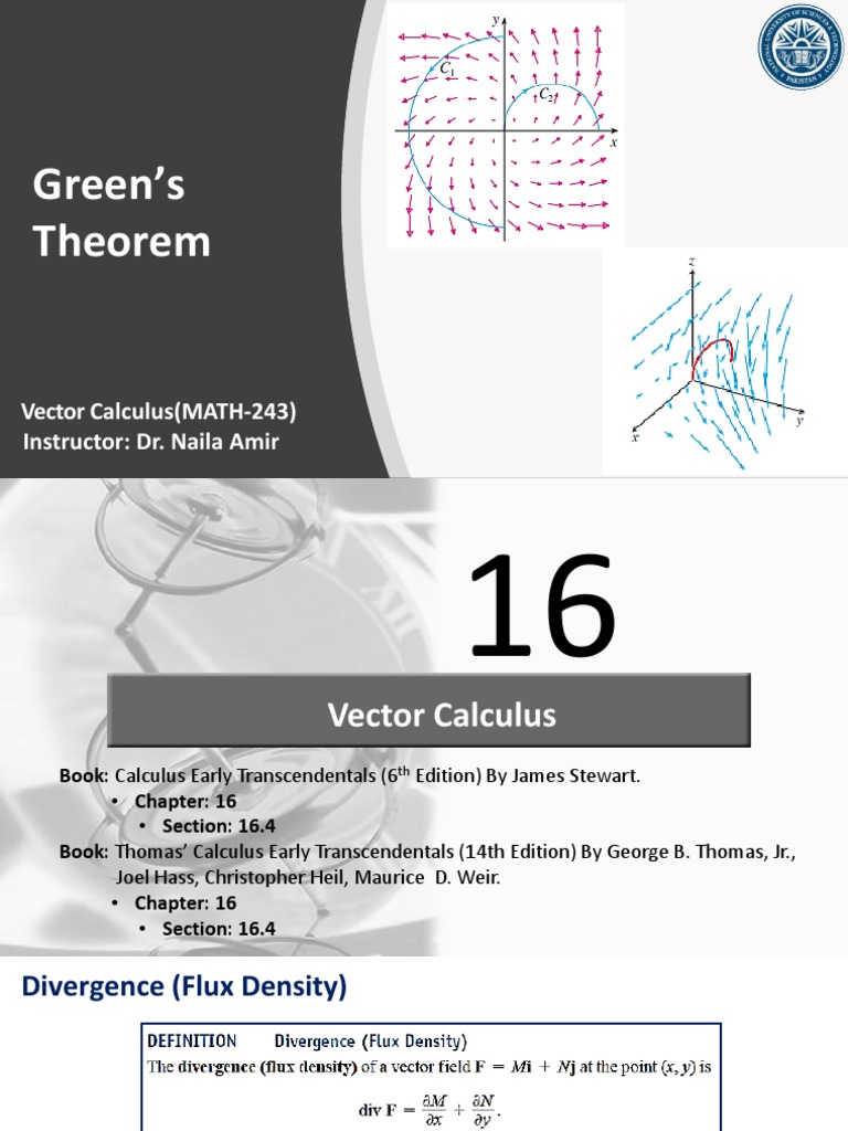Lecture # 22 (Greens Theorem) | PDF | Divergence | Area