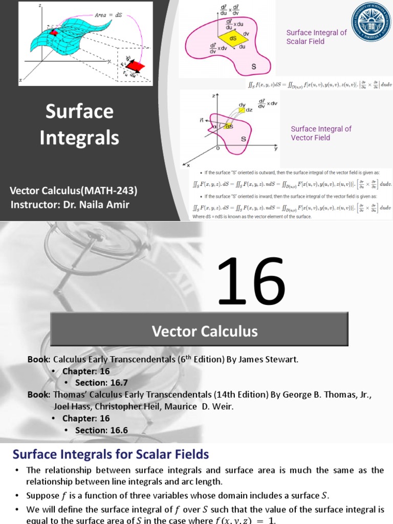 Lecture # 25 (Surface Integrals) | PDF | Flux | Integral