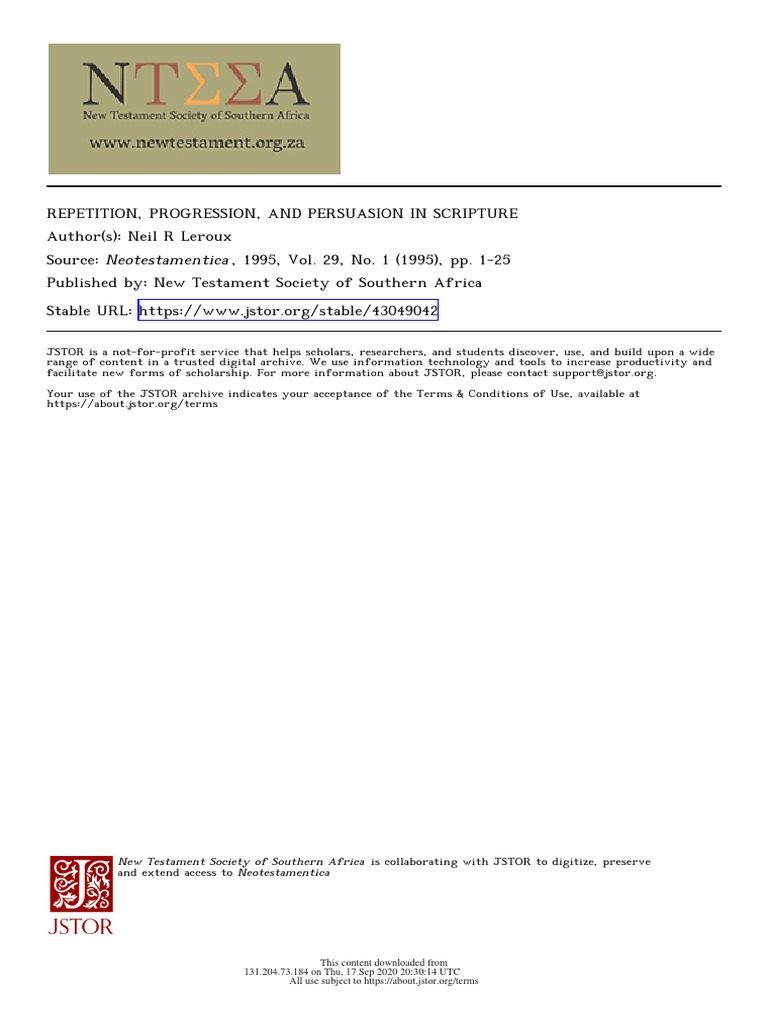 1995 Leroux - Repetition, Progression, and Persuasion in Scripture ...