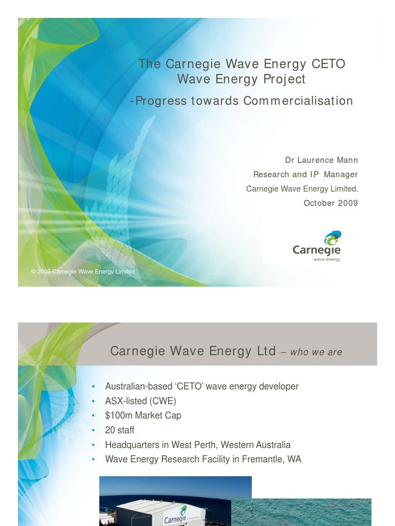 Carnegie Wave Energy - CETO Wave Energy Project | PDF | Energy ...