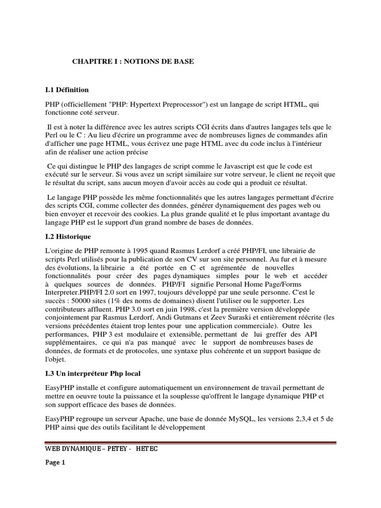 Cours PHP Mars2021 | PDF | PHP | Structure de contrôle