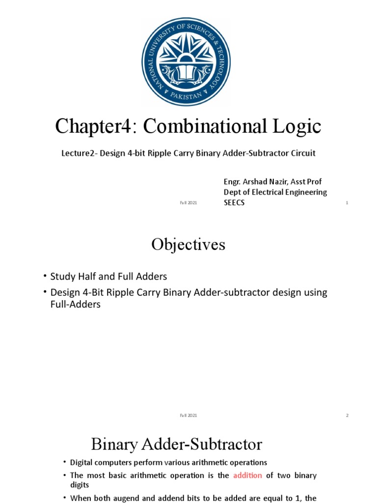Lecture2 Chapter4 - Design 4-Bit Ripple Carry Binary Adder-Subtractor ...