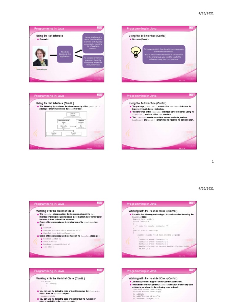 Programming In Java Programming In Java Using The Set Interface Using 6520