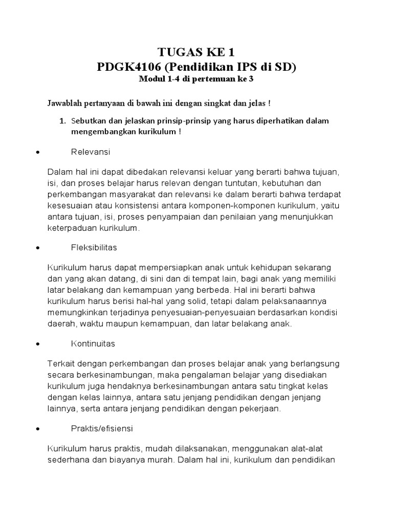 Tugas Ke 1 Ut PDGK 4106 (Ips) | PDF | Sains & Matematika