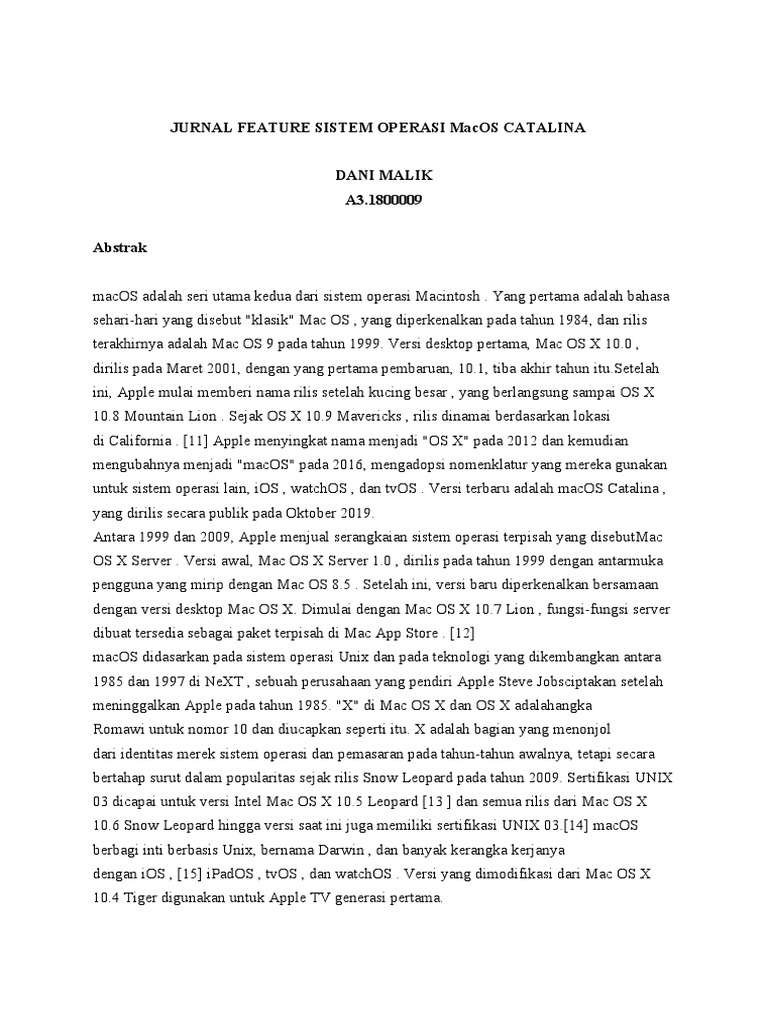 Jurnal Feature Sistem Operasi MacOS | PDF