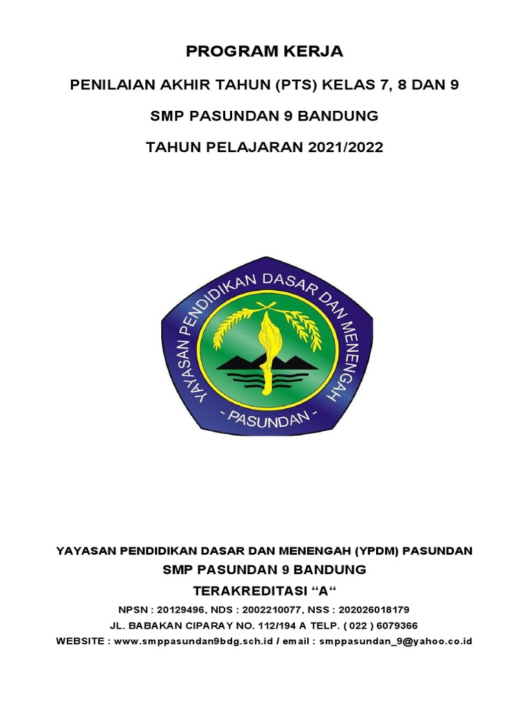 Program Kerja PTS TP. 2021-2022 | PDF